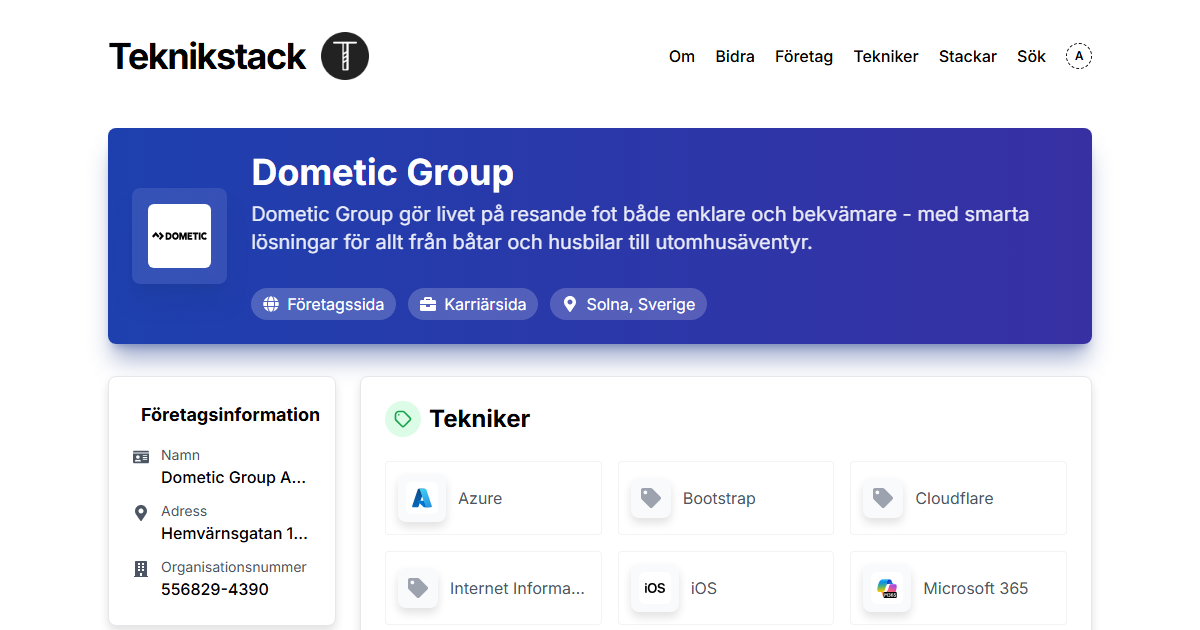 Teknikstack hos Dometic Group - teknikstack.se