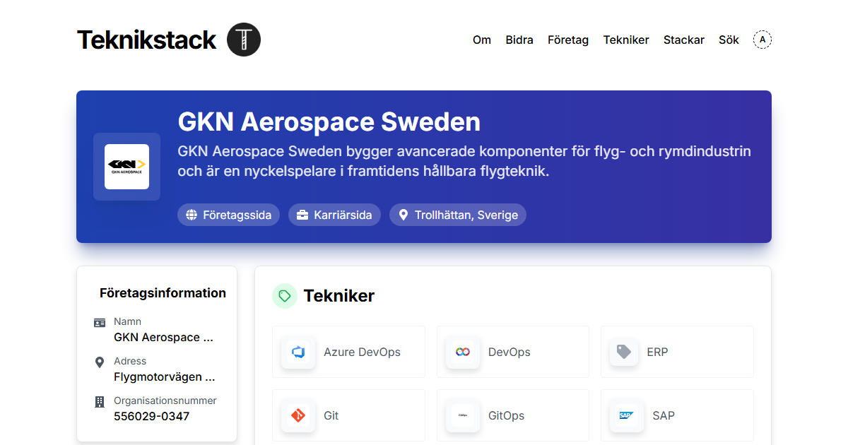 Teknikstack hos GKN Aerospace Sweden - teknikstack.se