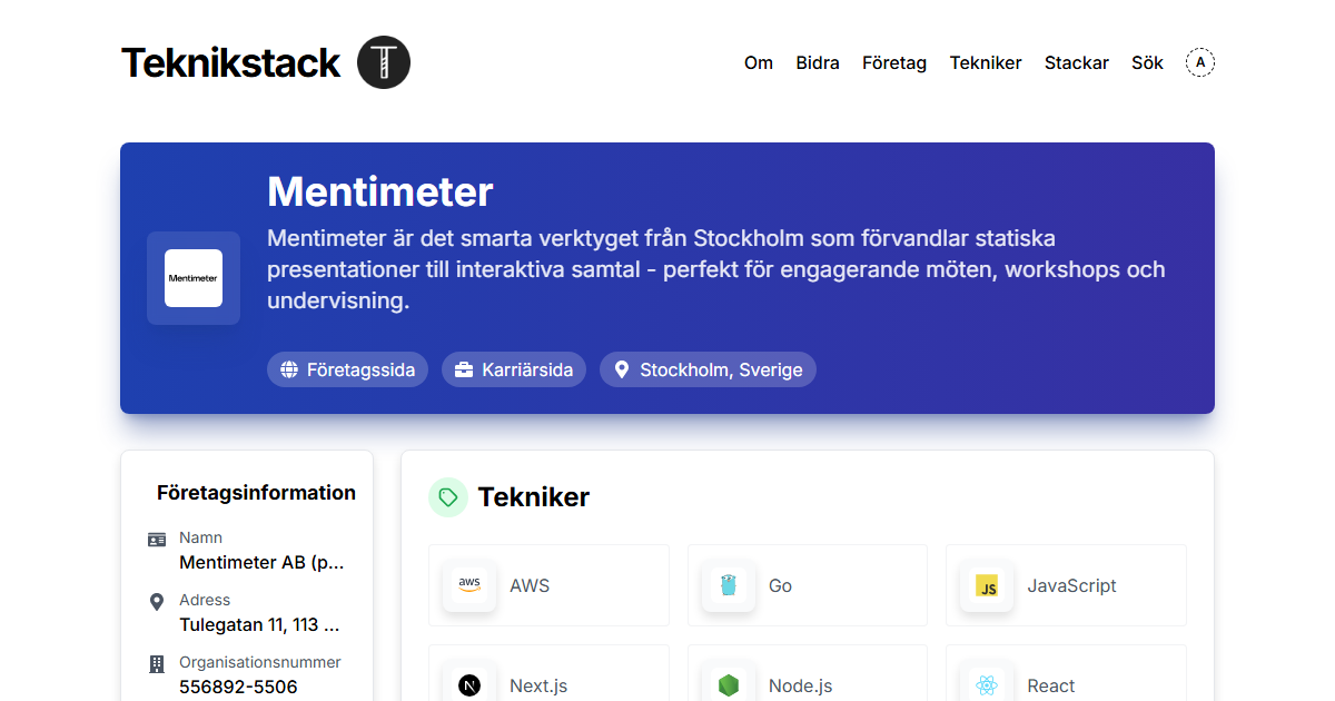Teknikstack hos Mentimeter - teknikstack.se