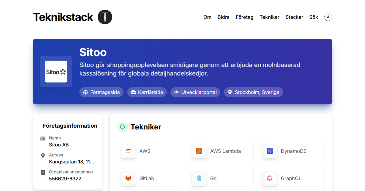 Teknikstack hos Sitoo - teknikstack.se
