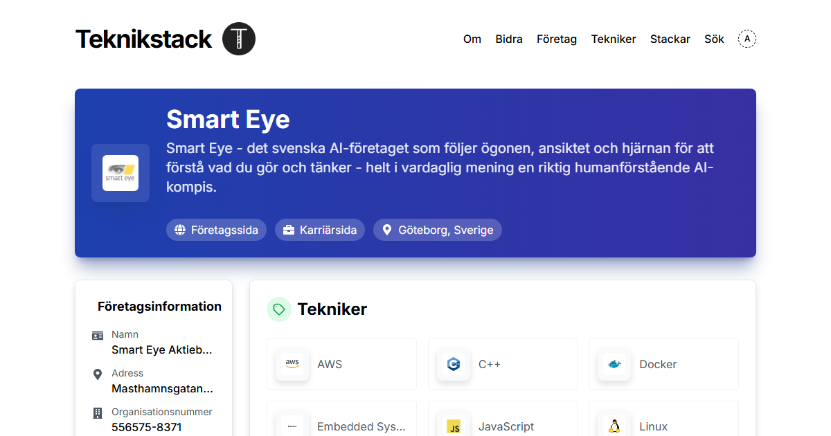 Teknikstack hos Smart Eye - teknikstack.se