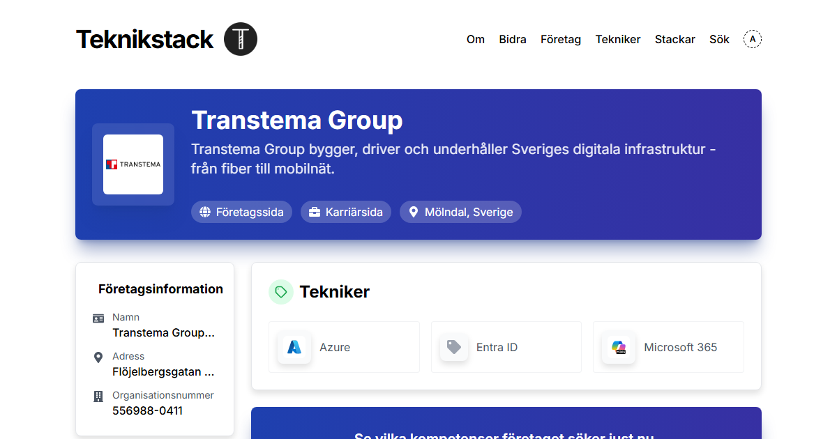 Teknikstack hos Transtema Group - teknikstack.se